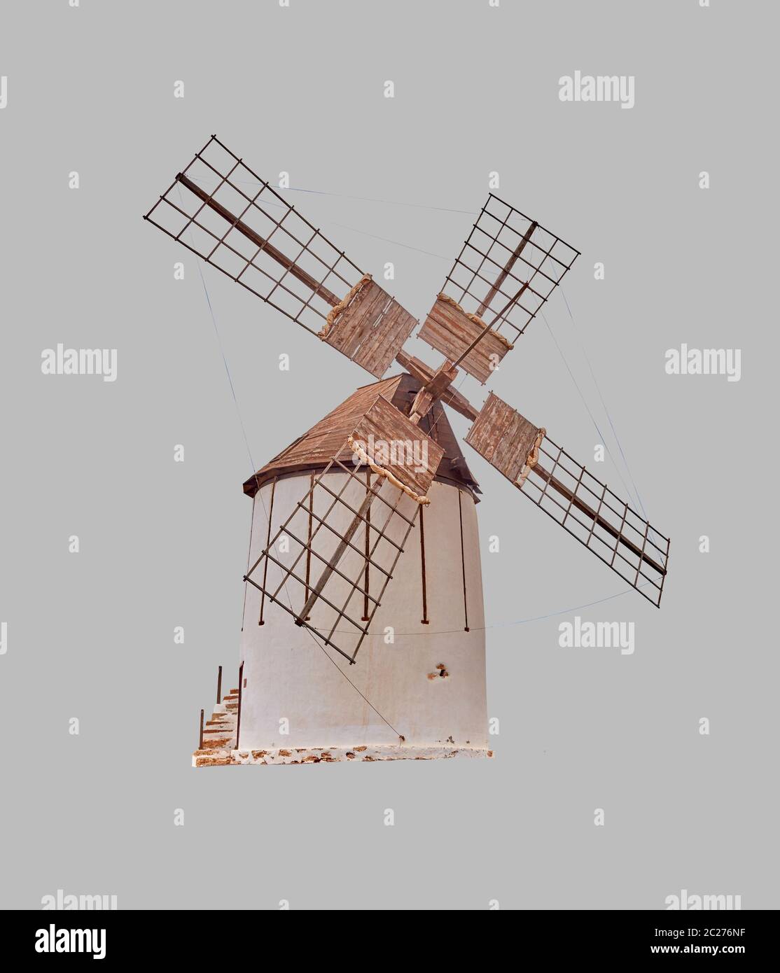 Old windmill on an isolated gray background Stock Photo - Alamy