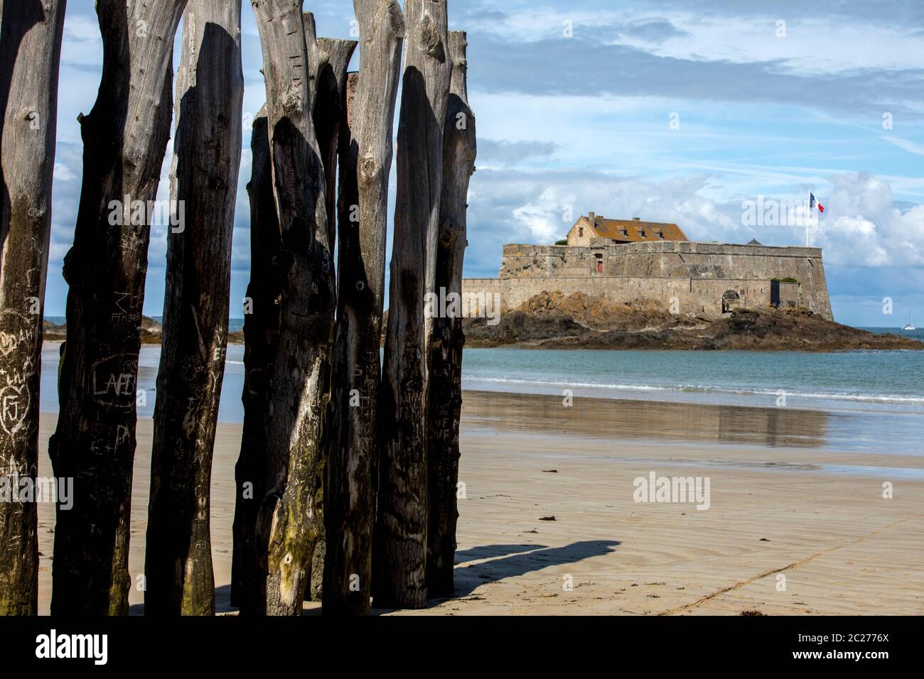 View of the Fort National in Saint Malo a tidal island in the English ...
