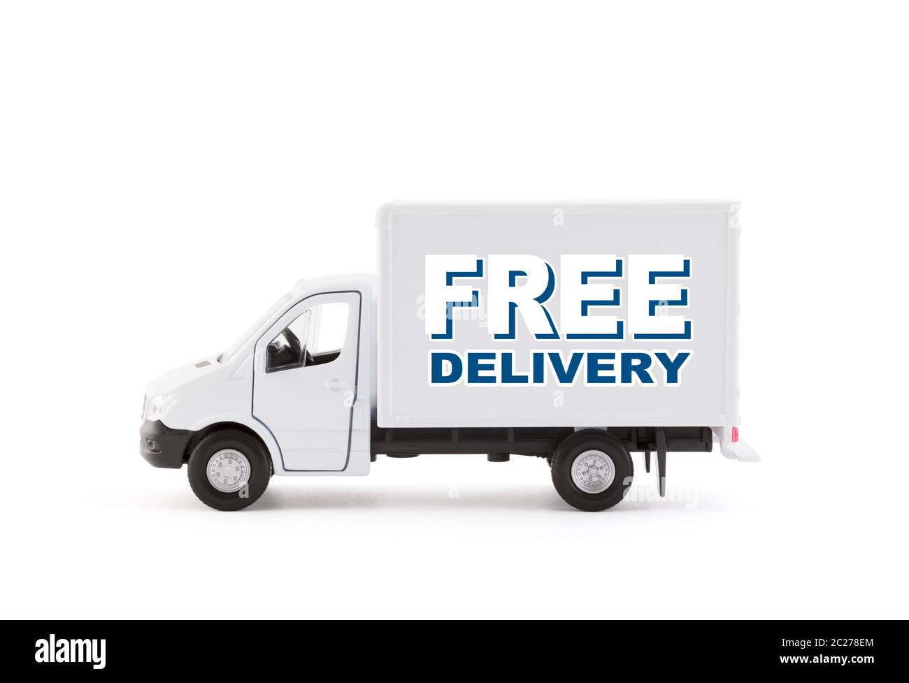 Free delivery cargo truck on white background Stock Photo - Alamy