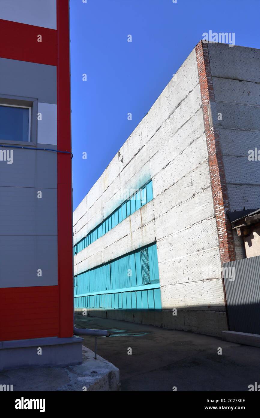 Part of the facade of an industrial building in the production area ...