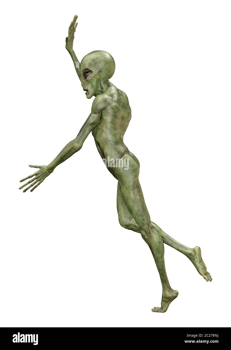 3D rendering of a green alien isolated on white background Stock Photo ...
