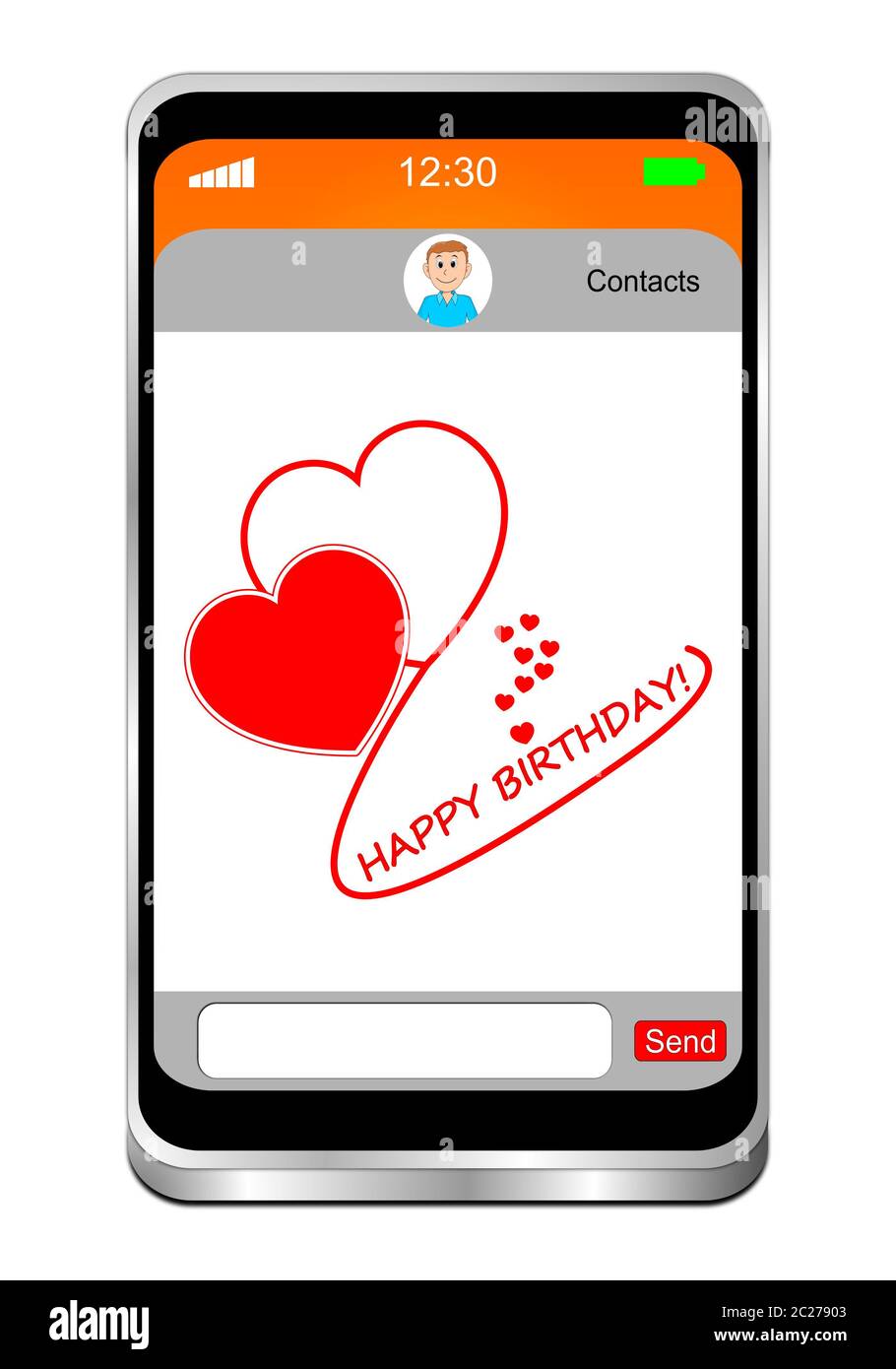Smartphone with Happy Birthday message - 3D illustration Stock Photo ...