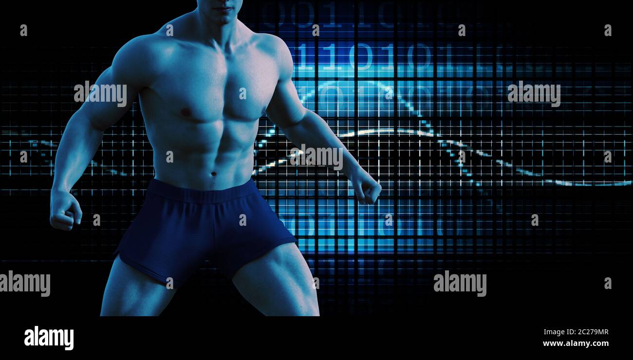 Fitness Presentation Background with Muscular Man Stock Photo - Alamy