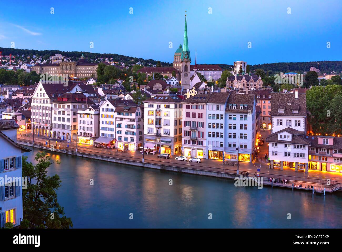 Zurich night aerial hi-res stock photography and images - Alamy
