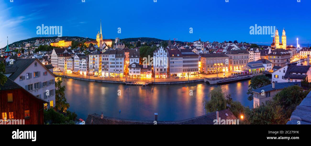 Zurich night aerial hi-res stock photography and images - Alamy