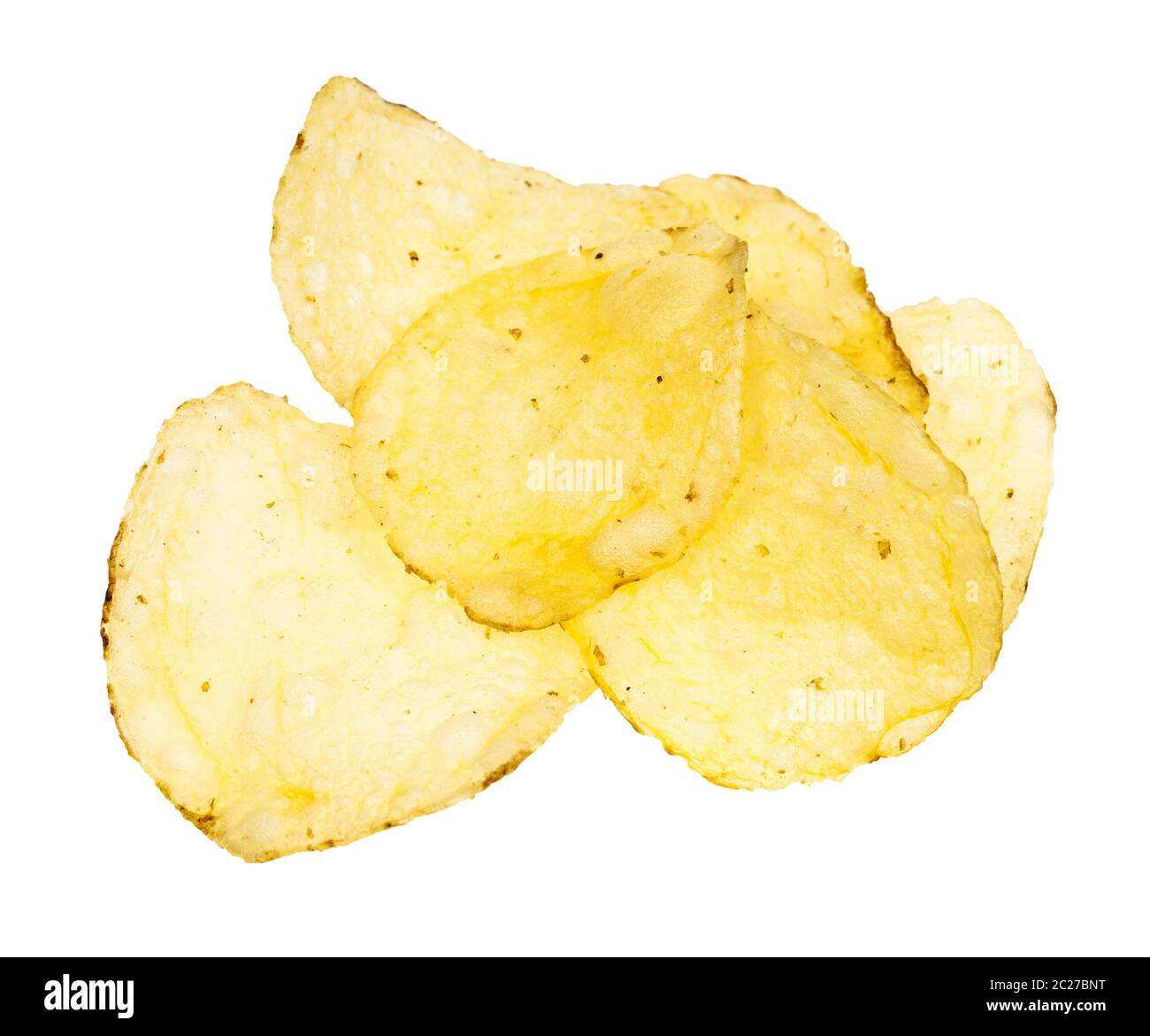 few chips from unpeeled potato isolated on white background Stock Photo ...