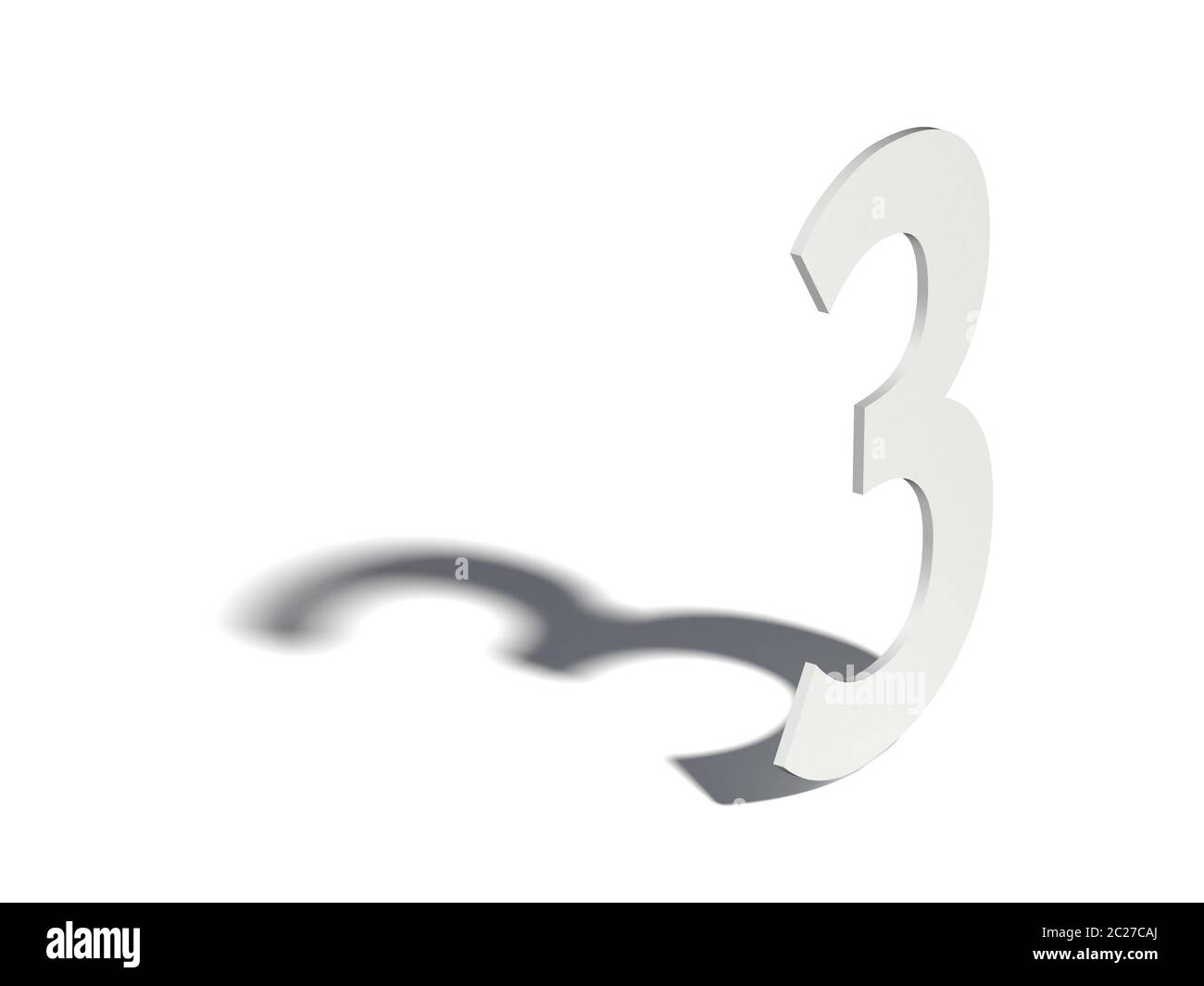 Drop shadow digit. Number THREE 3. 3D Stock Photo - Alamy