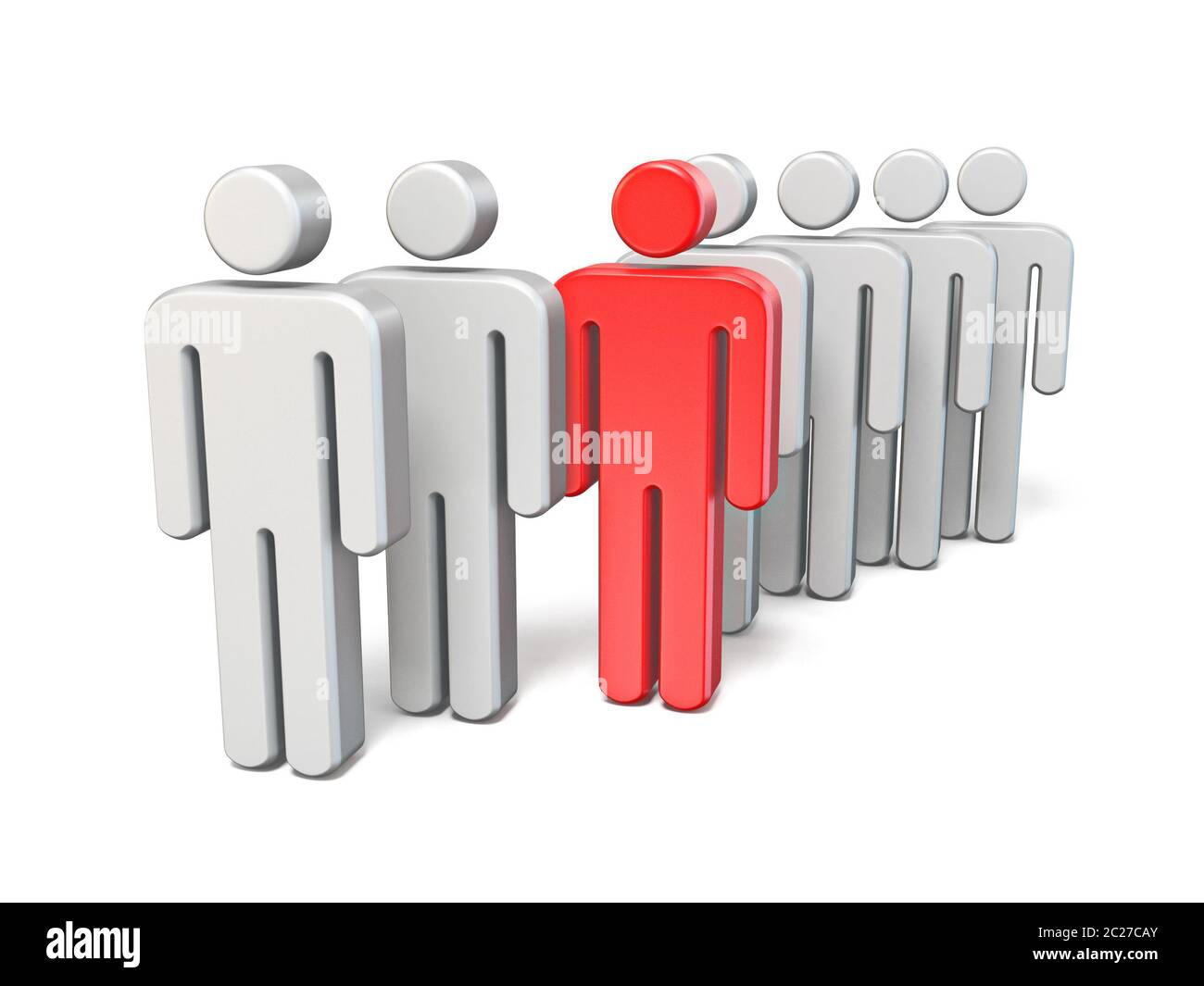 Red rebel man in line of same people 3D Stock Photo - Alamy