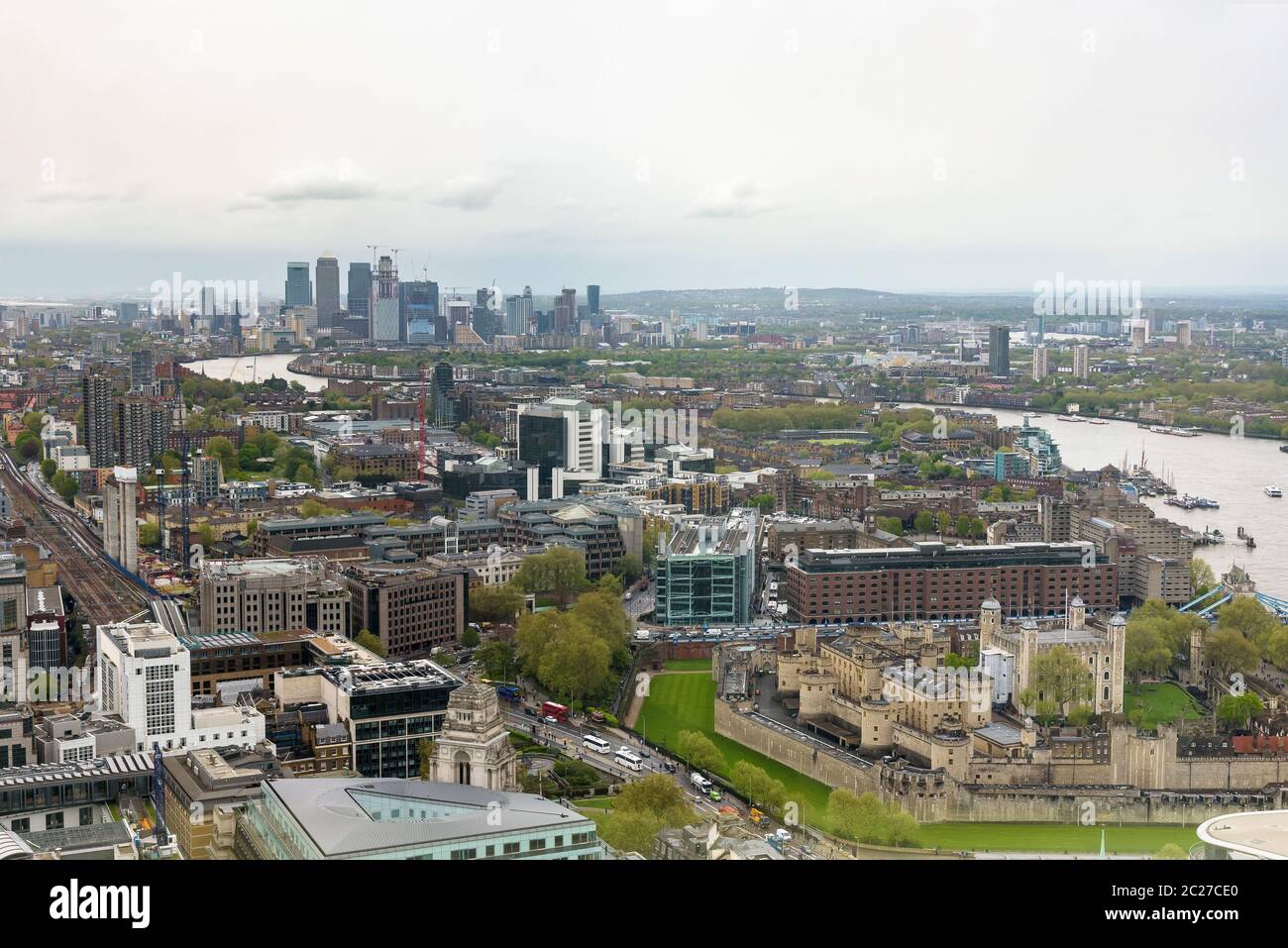 Skyline of eastern London with skyscrapers in the docklands Stock Photo ...