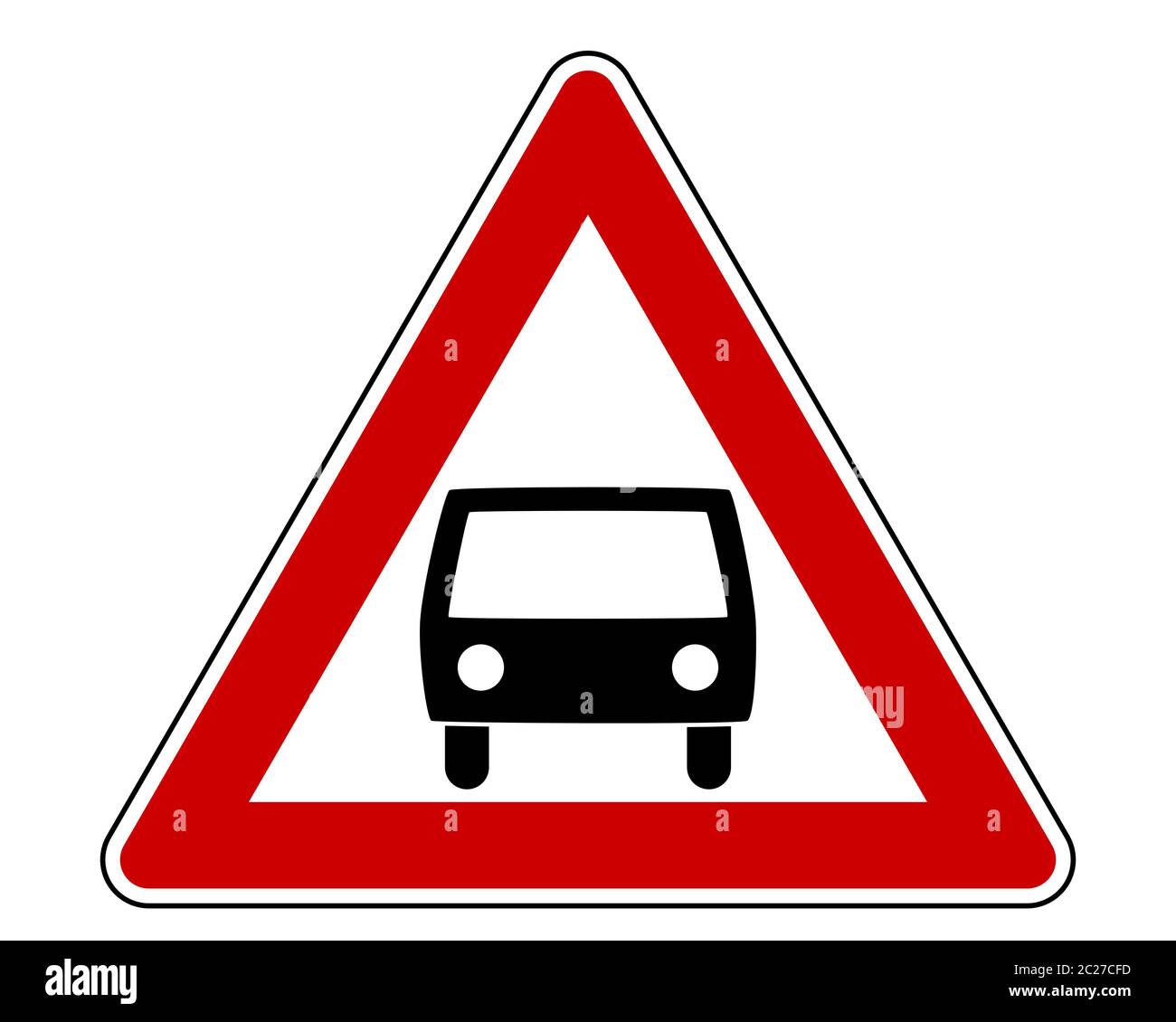 Traffic sign with car Stock Photo - Alamy