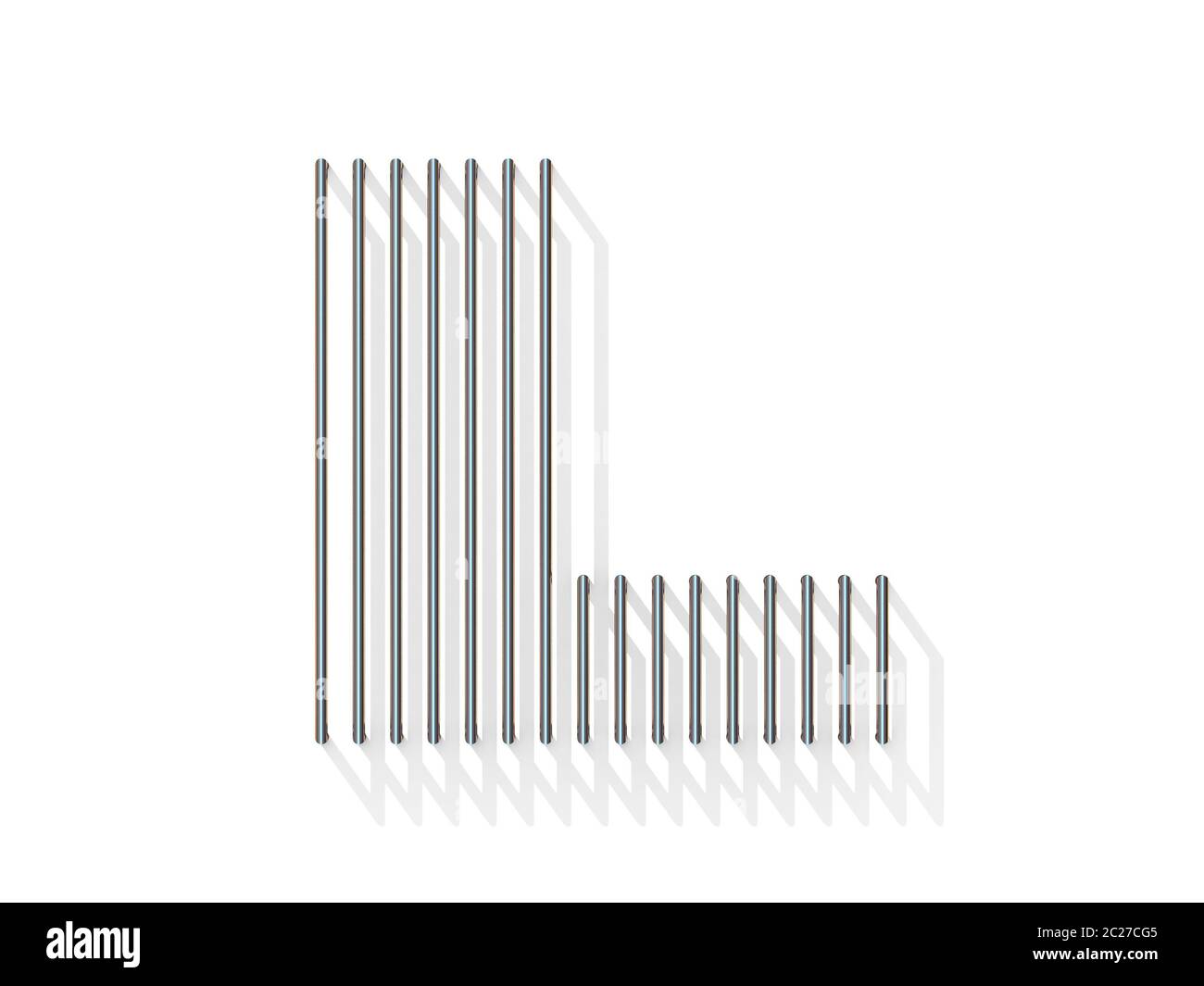 Silver, steel wire font. Letter L Stock Photo - Alamy