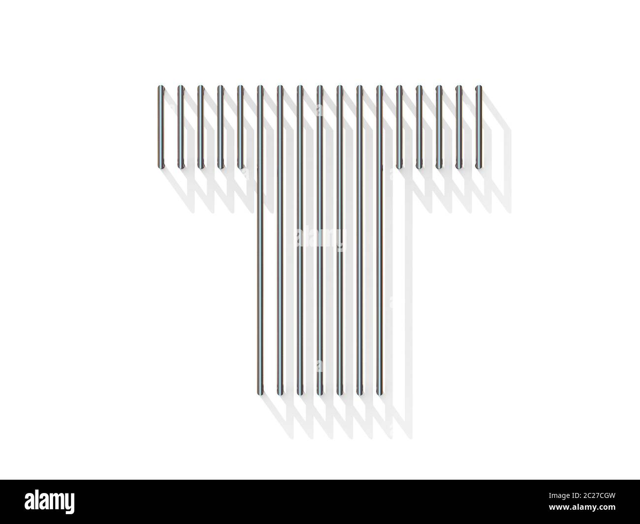 Silver, steel wire font. Letter T Stock Photo - Alamy
