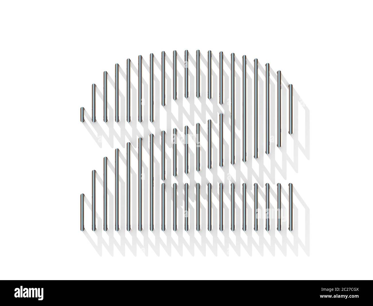 Silver, steel wire font. Number TWO 2 Stock Photo - Alamy