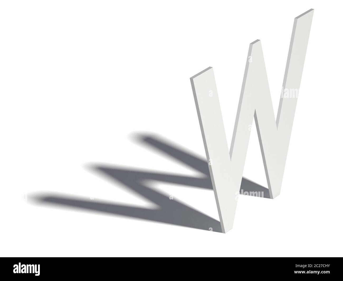 Drop shadow font. Letter W. 3D Stock Photo - Alamy