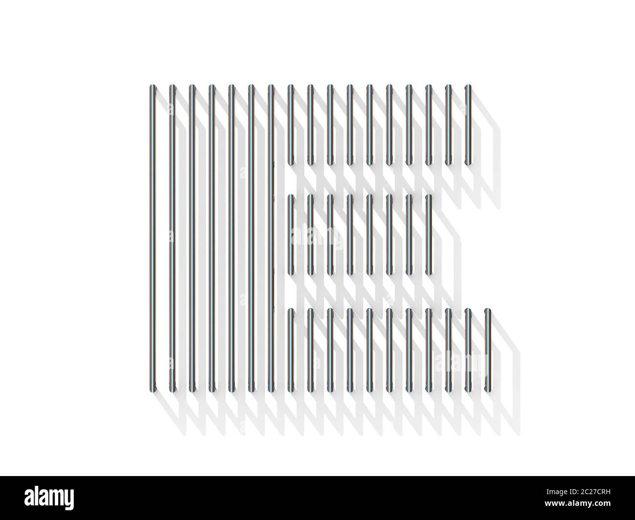 Silver, steel wire font. Letter E Stock Photo - Alamy