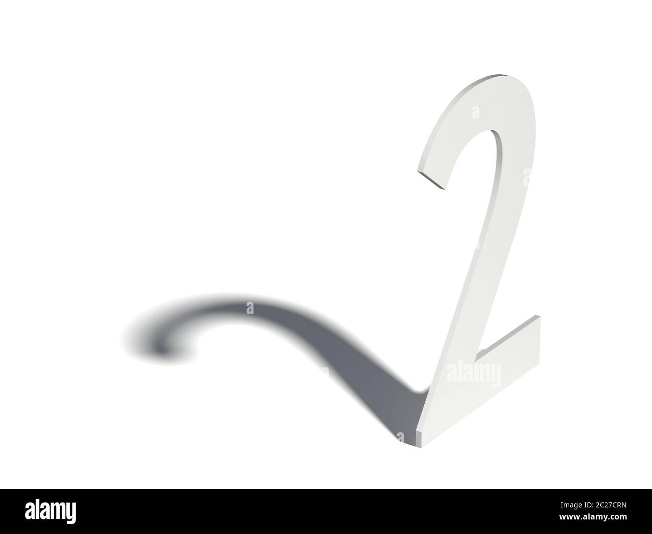 Drop shadow digit. Number TWO 2. 3D Stock Photo - Alamy