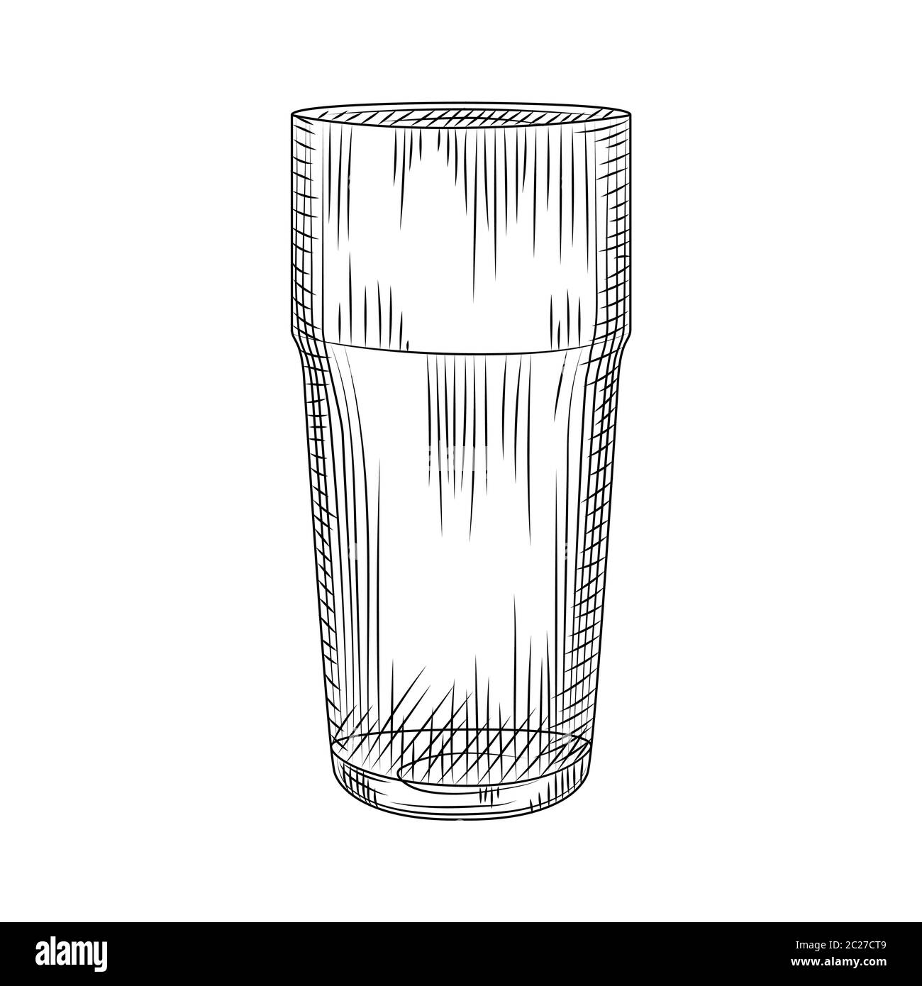 Hand drawn Collin glass . Highball isolated on white background. Cocktail glassware sketch ...