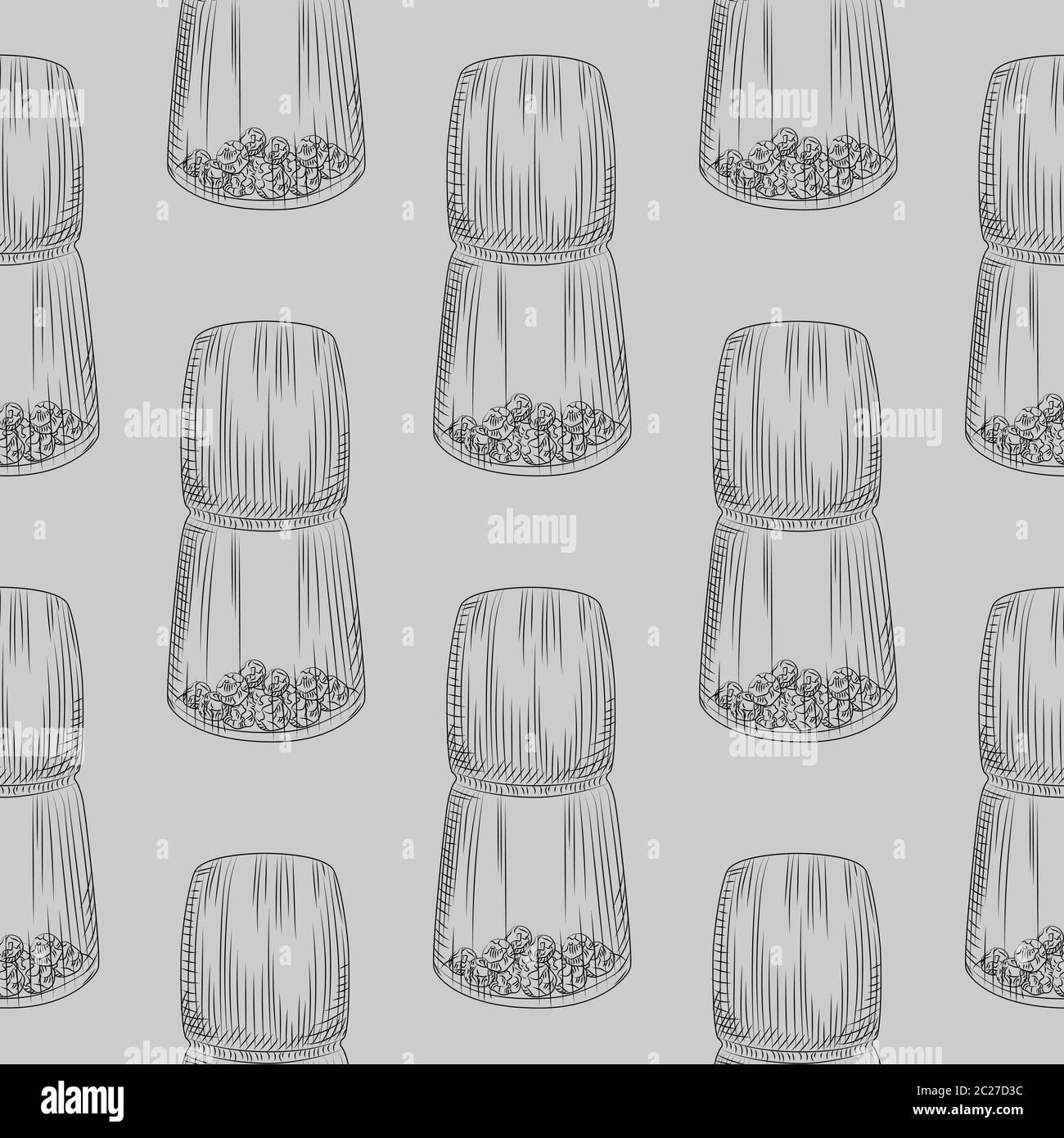 Peppercorn mill seamless pattern. Grinder spices and food ingredients ...