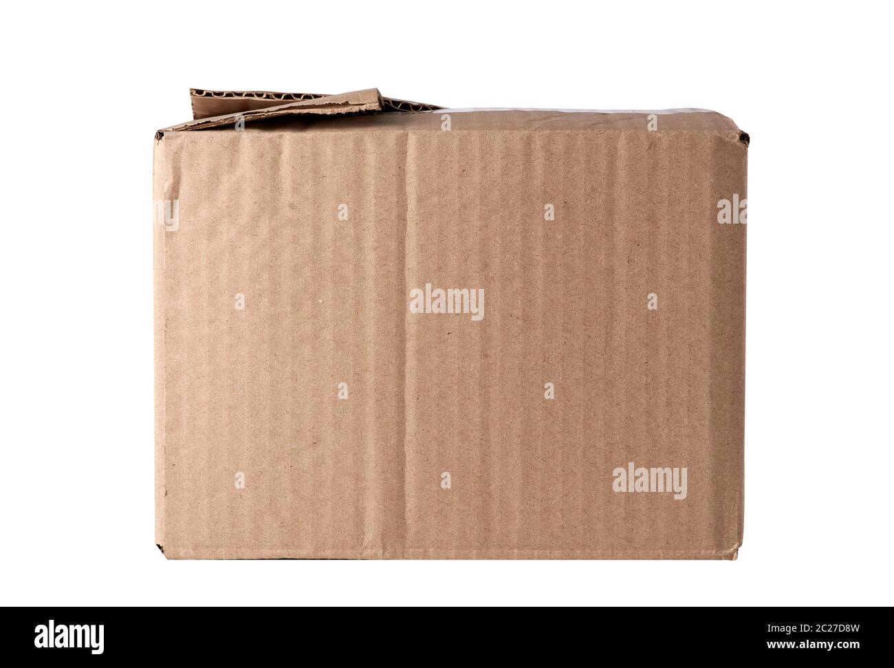 closed brown rectangular box of cardboard on a white background ...