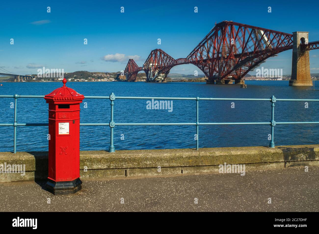 Forth Rail Bridge and Post Box Stock Photo - Alamy