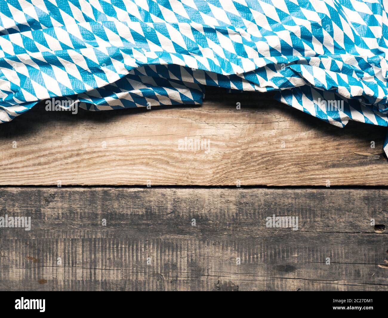 Bavarian flag on a rustic wooden background with space for text or ...