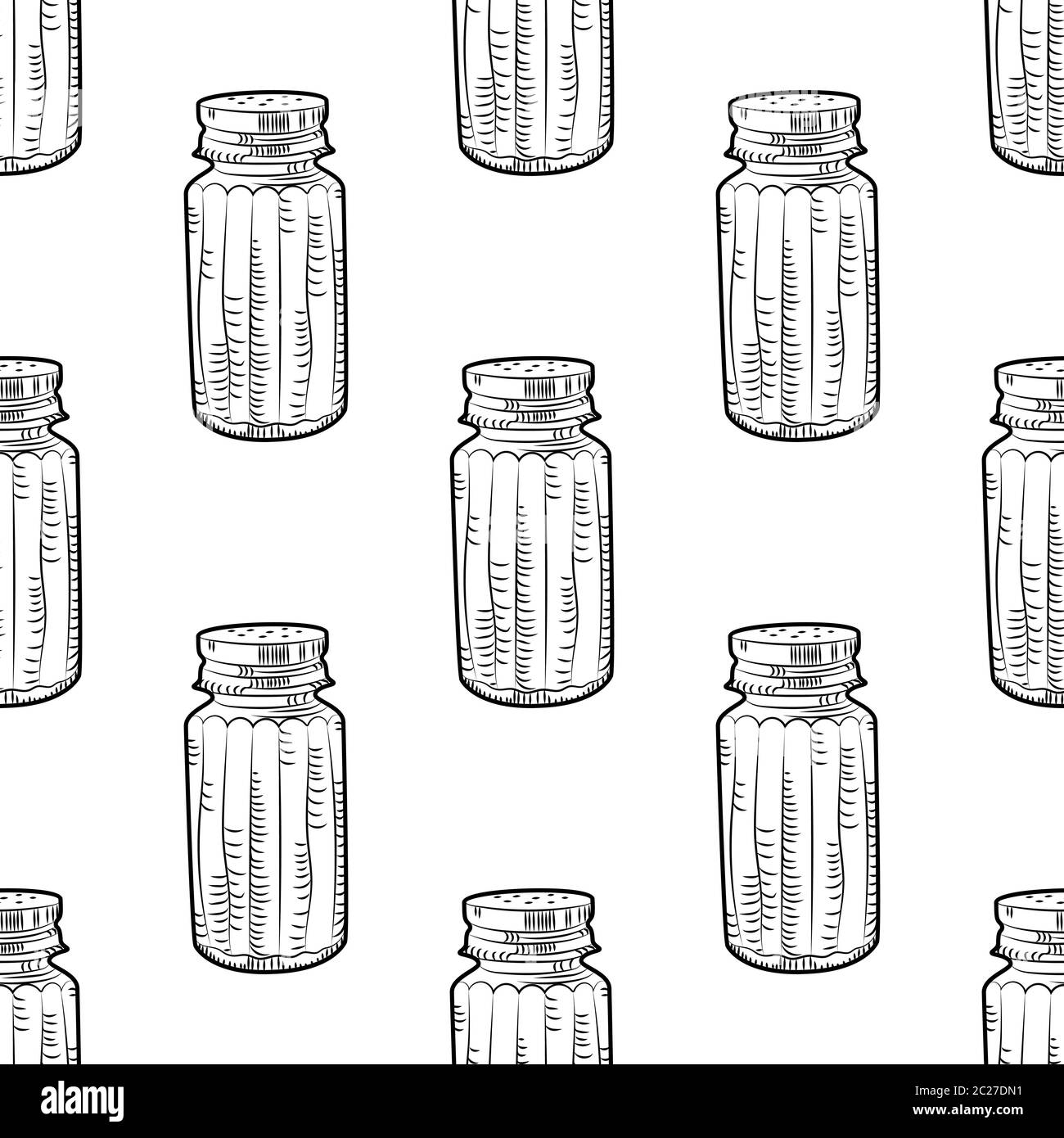Salt shaker seamless pattern on white background. ooking ingredient ...