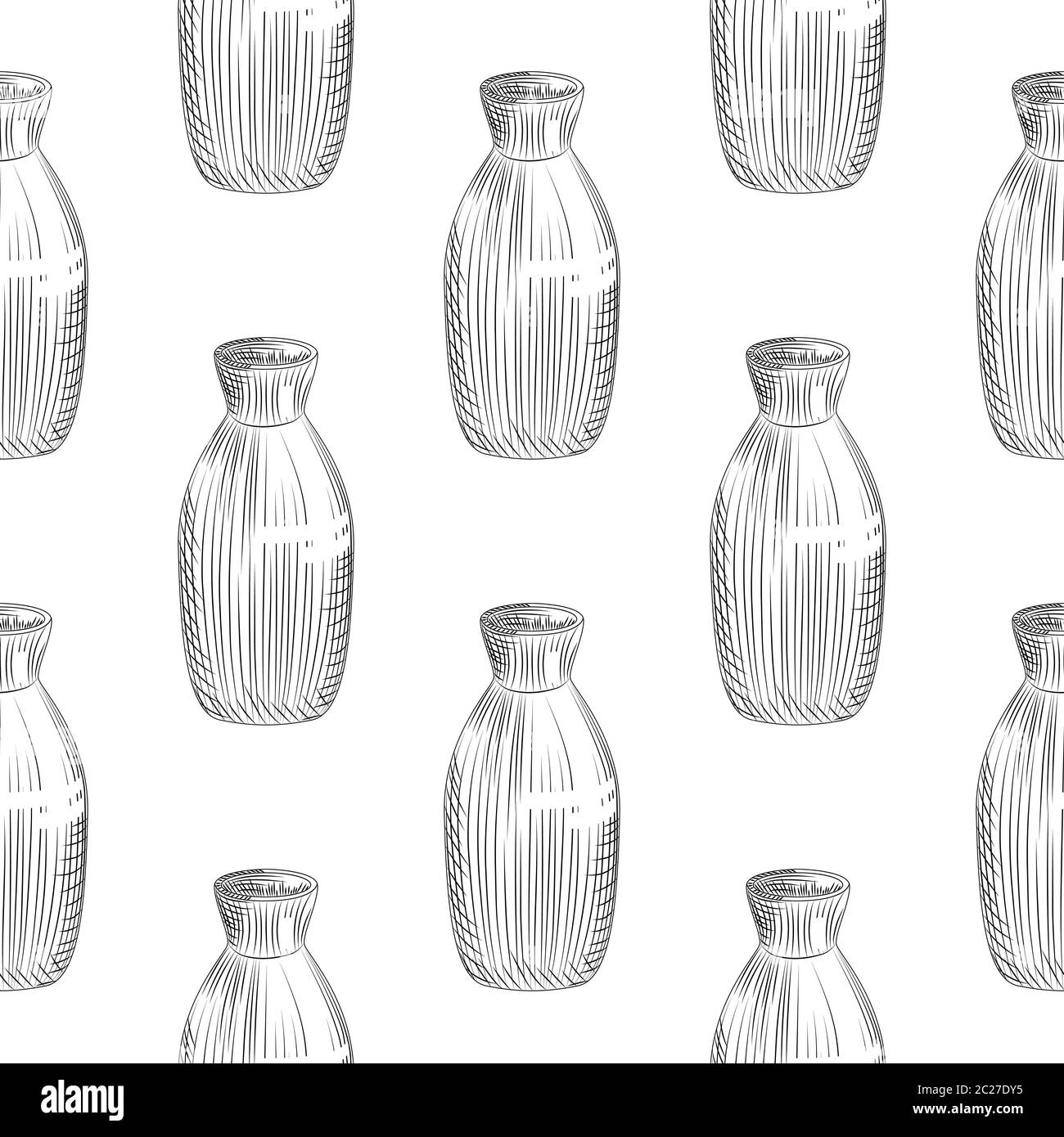 Japanese sake seamless pattern on white background. Ceramic bottle sake ...