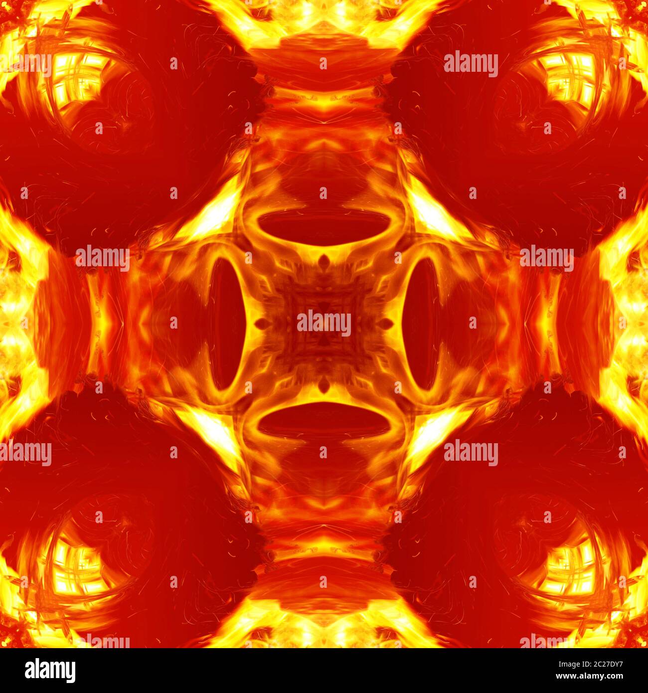 Seamless symmetrical pattern abstract warm fire texture Stock Photo - Alamy