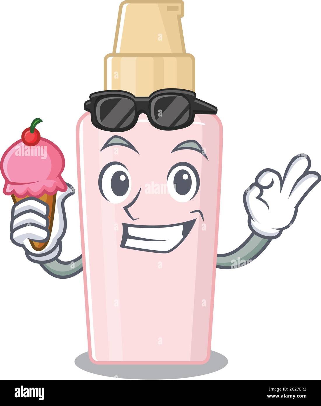 A cartoon drawing of foundation holding cone ice cream Stock Vector ...