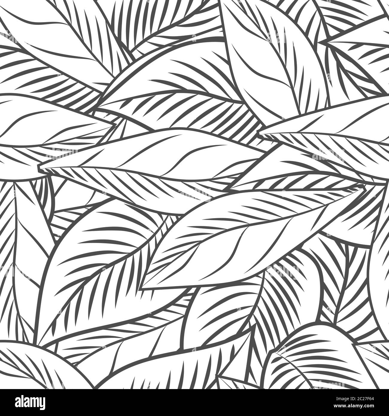 Monochrome leaves vintage engraved style seamless pattern. Simple leaf ...