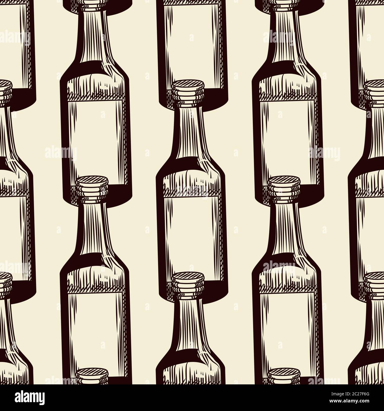 Alcohol bottle seamless pattern. Geometric Soju bottles wallpaper ...