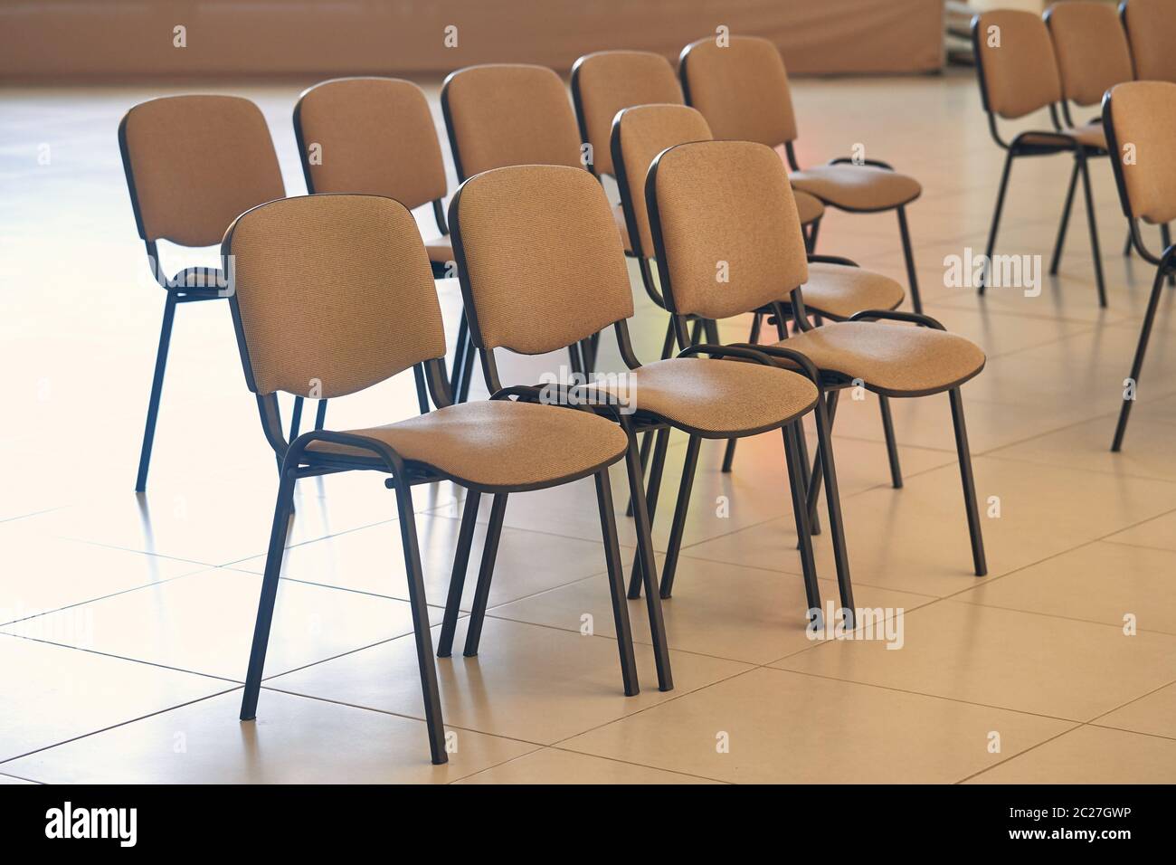 Chairs in rows in a room Stock Photo - Alamy