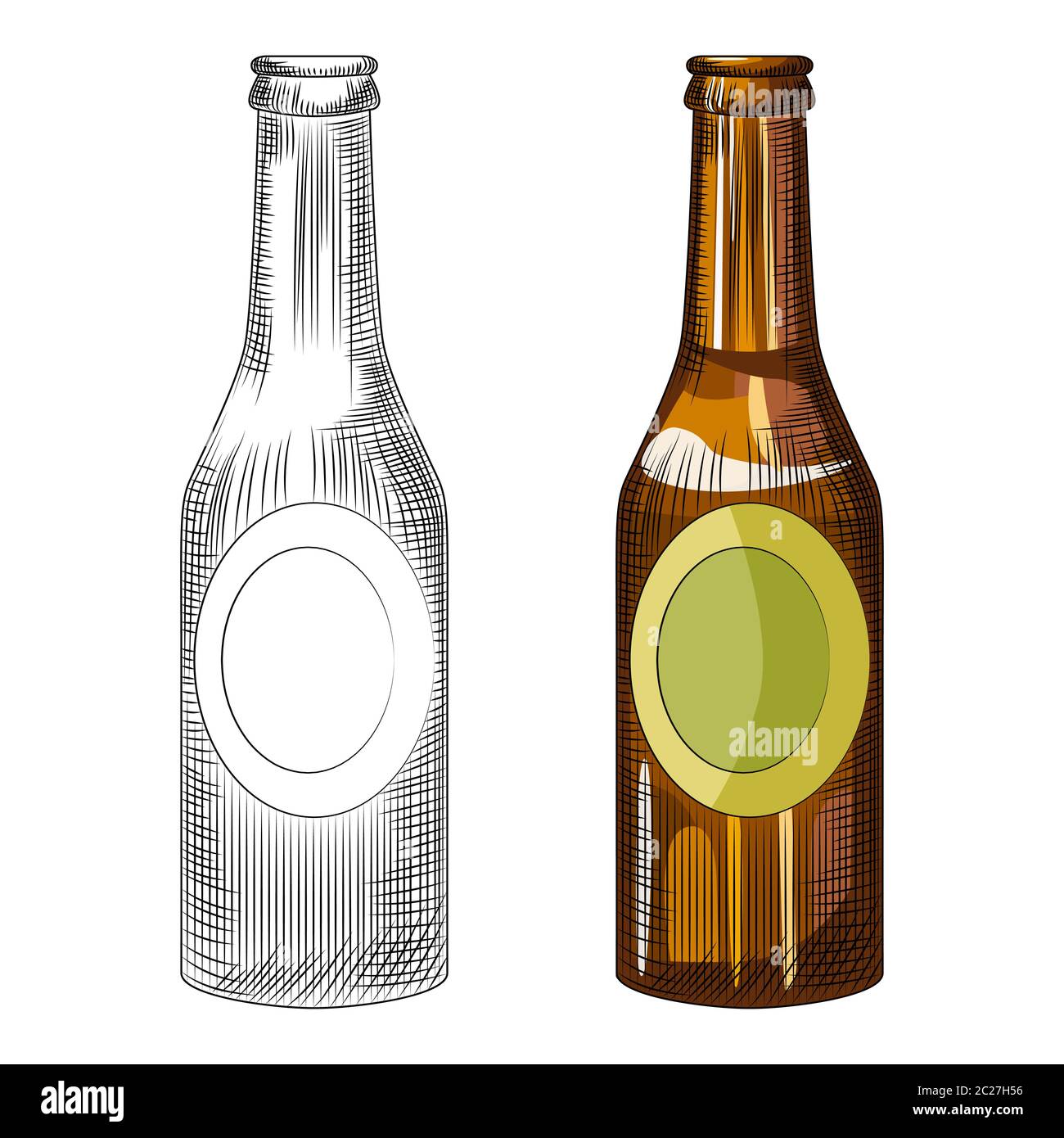 Hand drawn craft beer bottle template isolated on white background ...