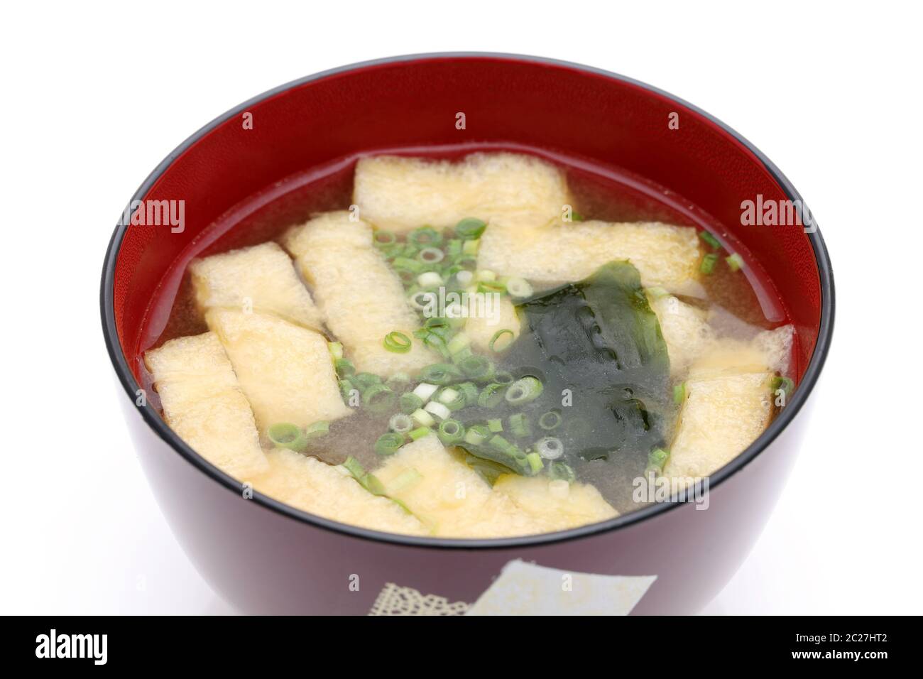 Japanese food, Miso soup of Abura tofu age and Wakame on a bowl Stock Photo - Alamy