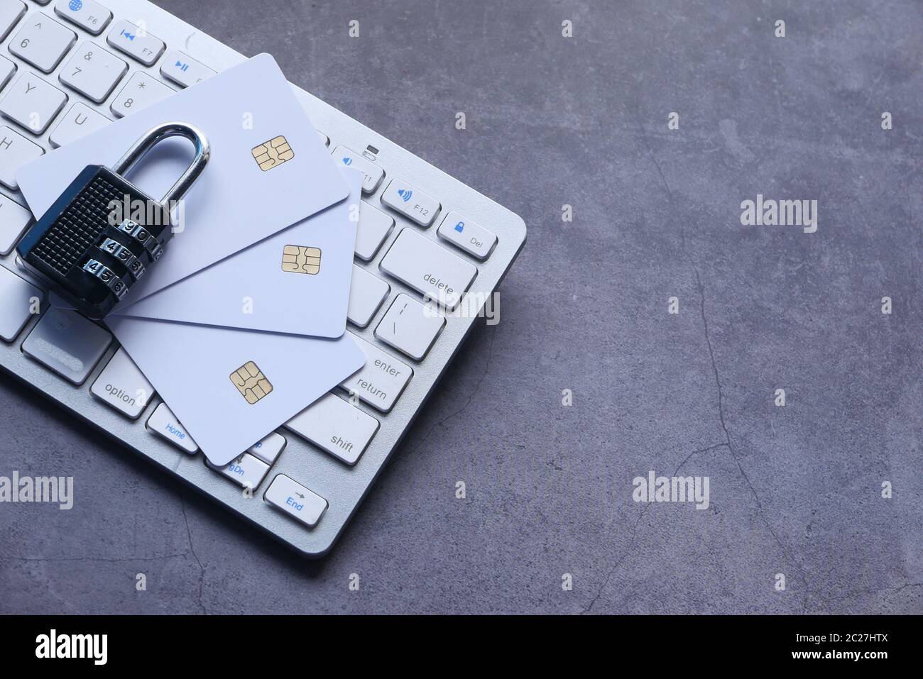 padlock on credit card, Internet data privacy information security ...