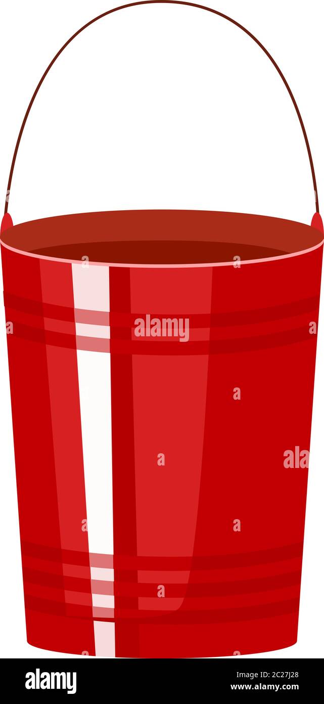 Fire bucket isolated on white background. red metal bucket symbol in ...