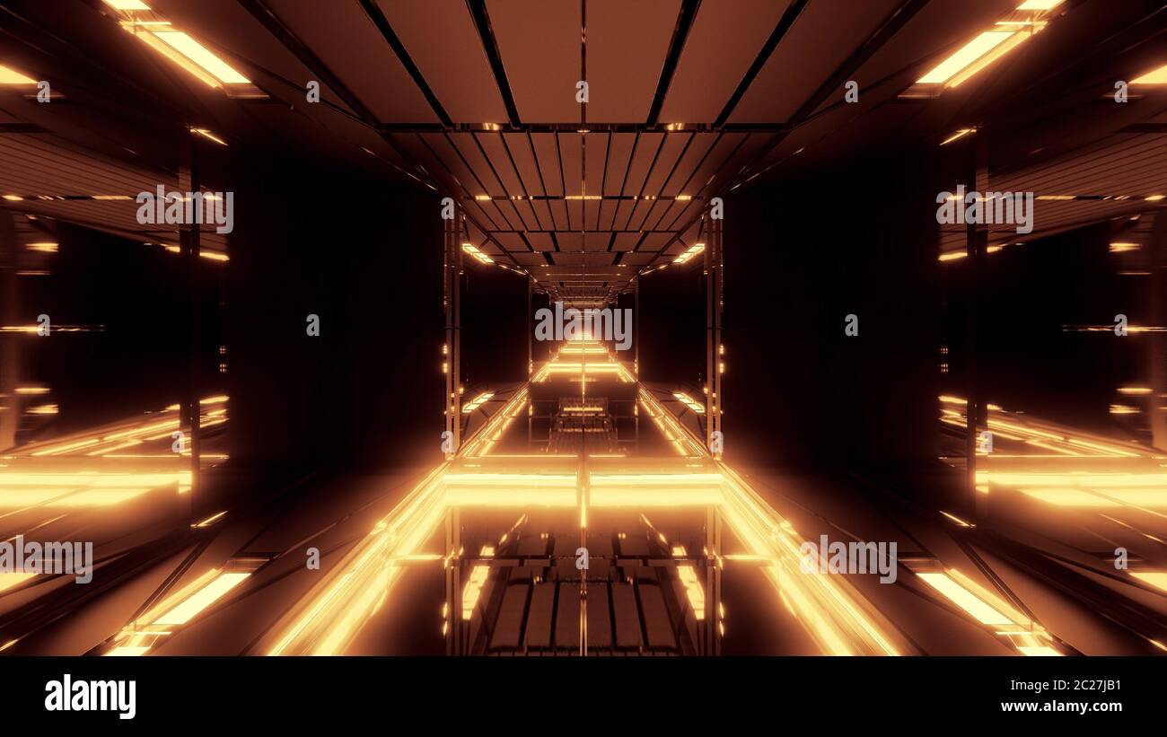 glowing futuristic sci-fi temple with nice reflection 3d illustration ...