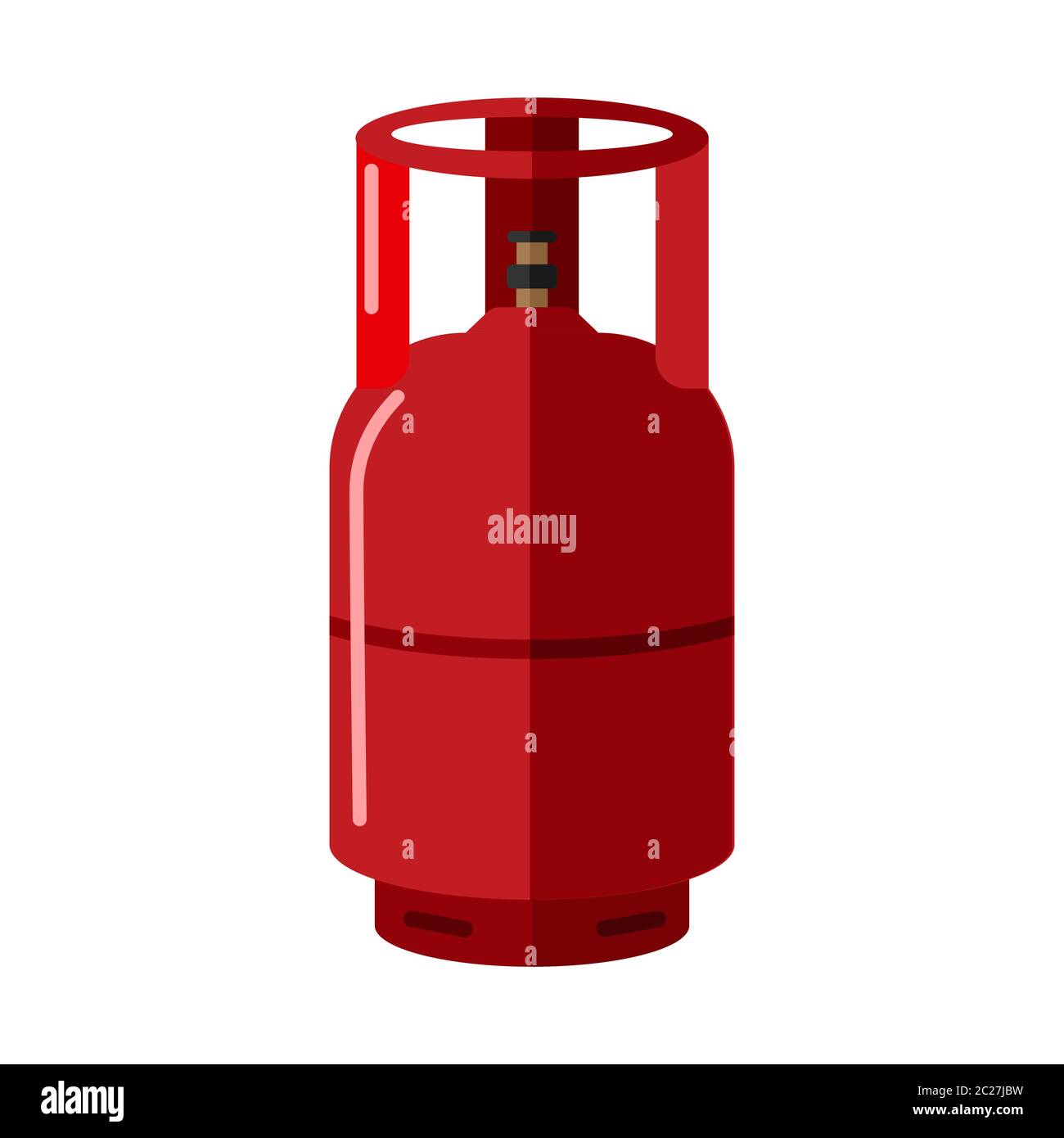 Gas cylinder isolated on white background. Red propane bottle with ...
