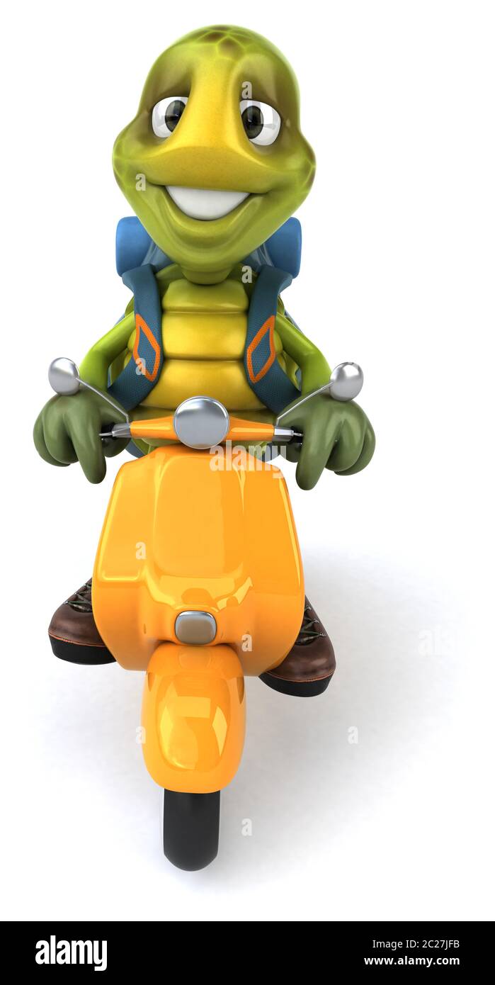 Fun turtle traveling - 3D Illustration Stock Photo - Alamy