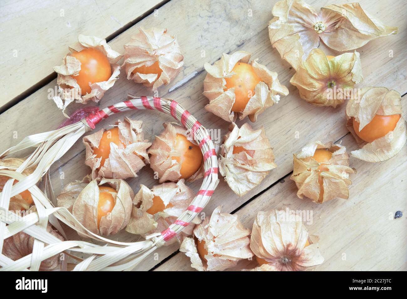 Top view and close up orange organic cape gooseberry fruit Stock Photo ...
