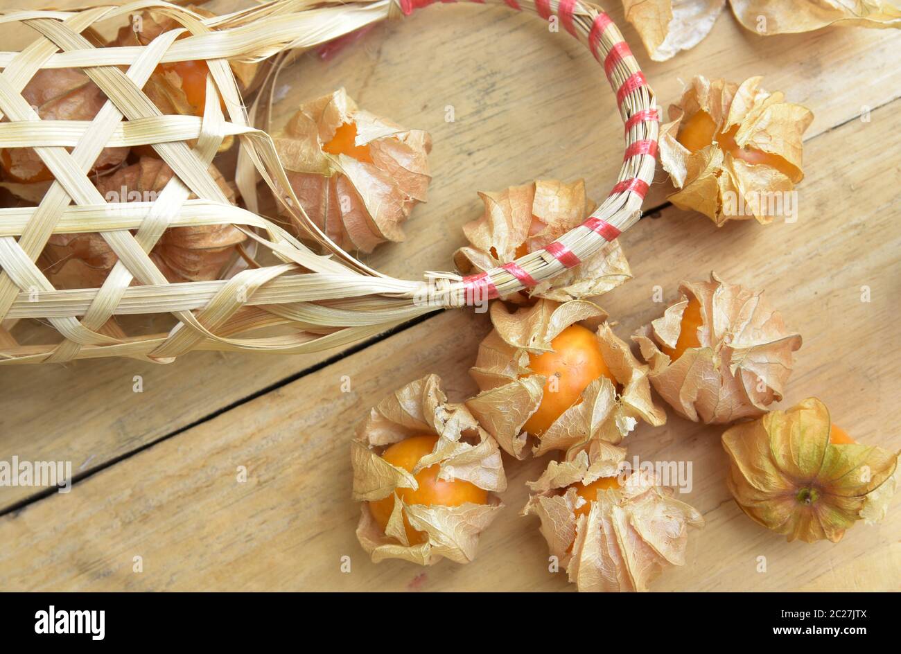 Top view and close up orange organic cape gooseberry fruit Stock Photo ...
