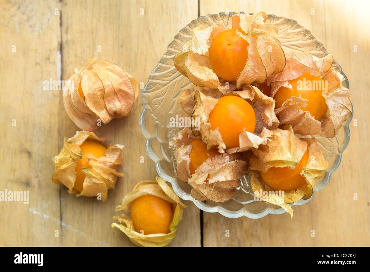 Top view and close up orange organic cape gooseberry fruit Stock Photo ...