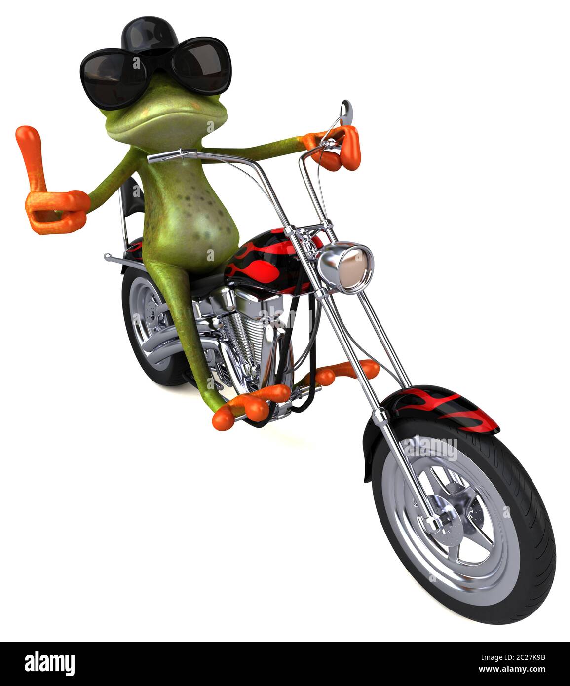 Fun frog on a motorcycle - 3D Illustration Stock Photo - Alamy