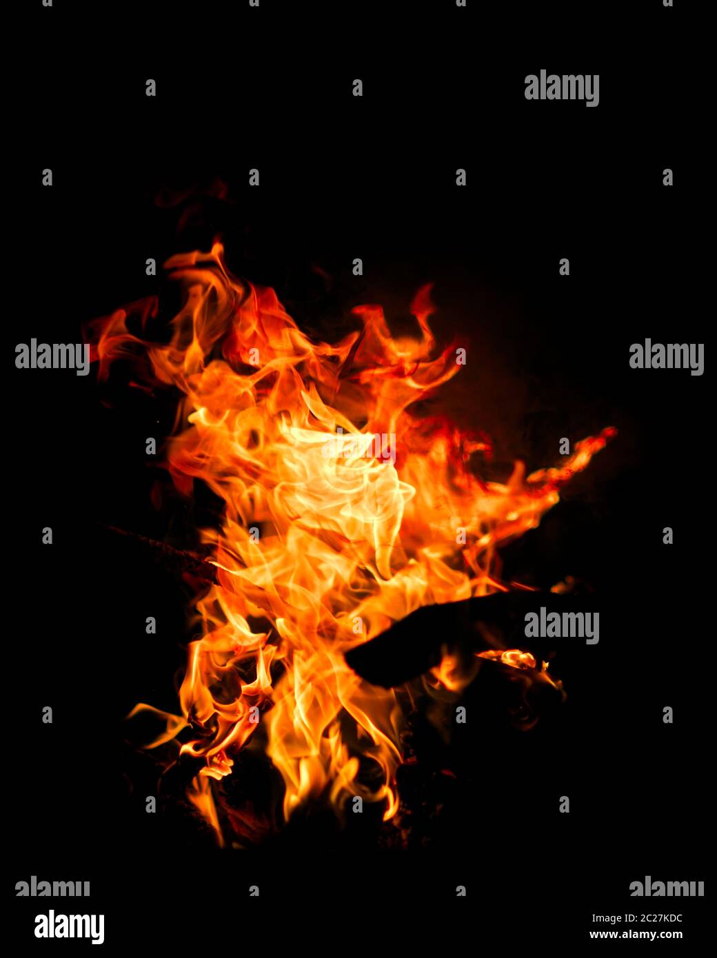 Fire on black background Stock Photo - Alamy