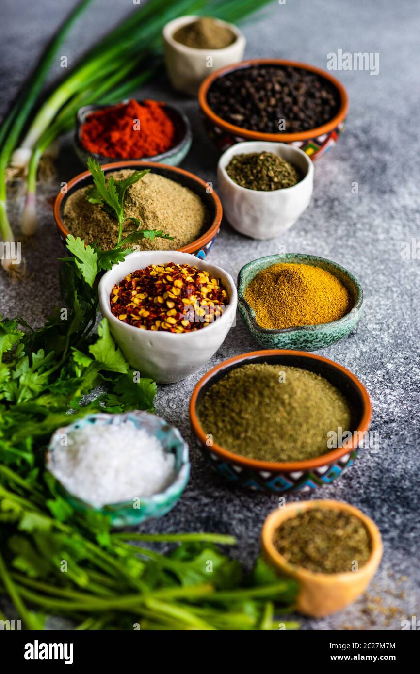 Traditional georgian spices frame Stock Photo - Alamy