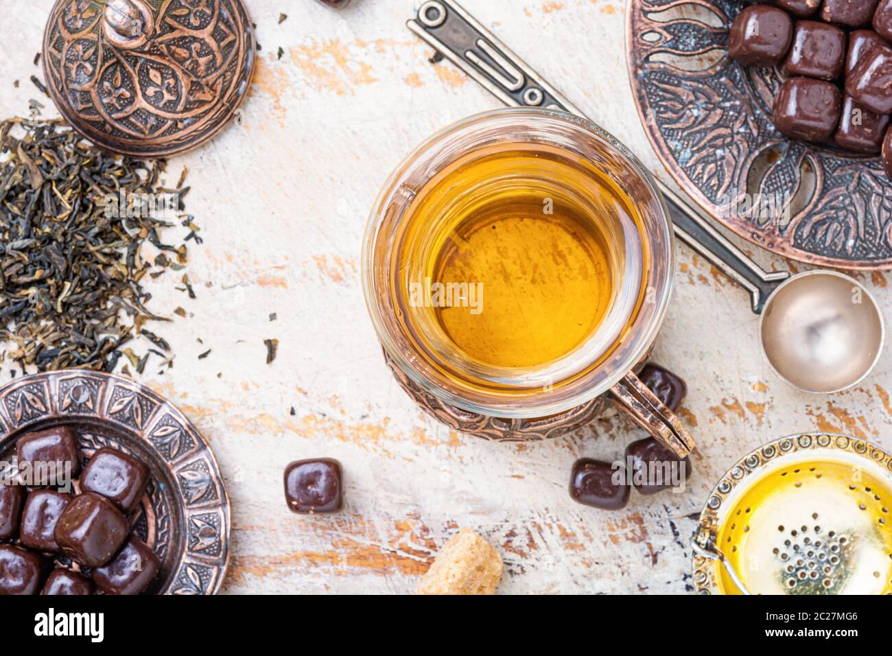 Eastern tea in traditional glasse.Eastern tea concept Stock Photo - Alamy