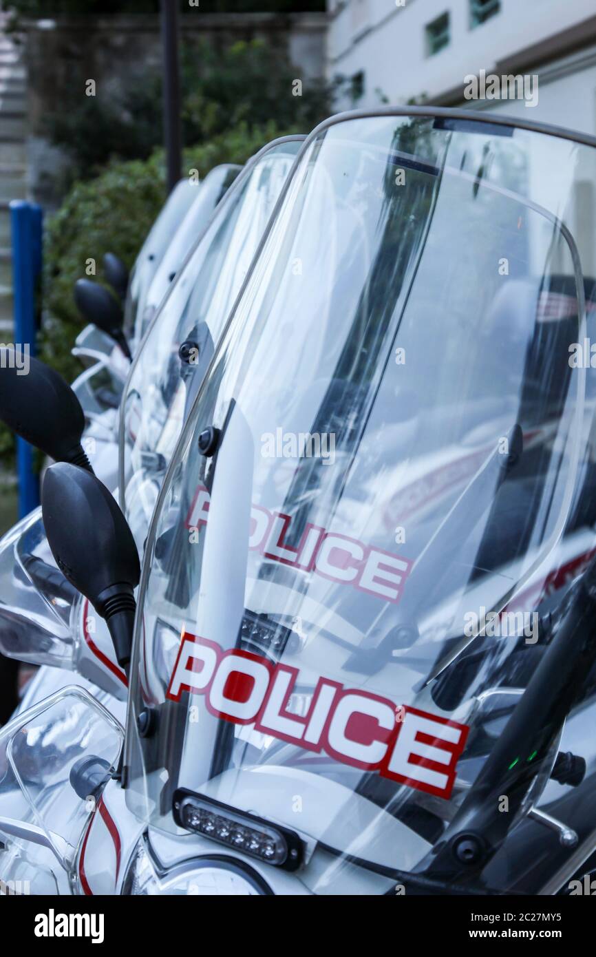 wind protection of motorcycles placed in a row Stock Photo - Alamy