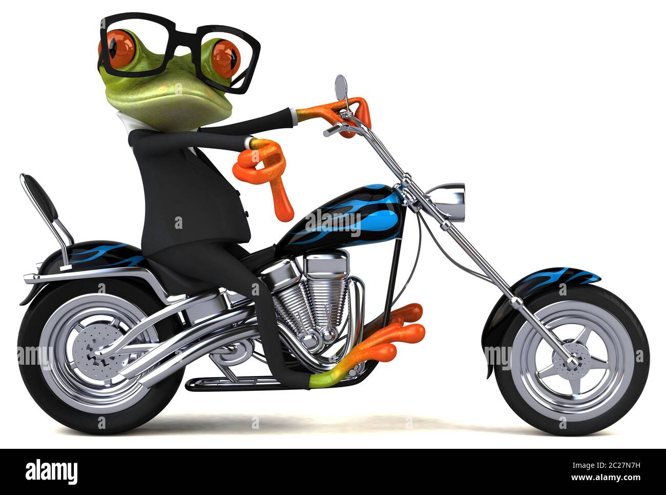 Fun frog on a motorcycle - 3D Illustration Stock Photo - Alamy