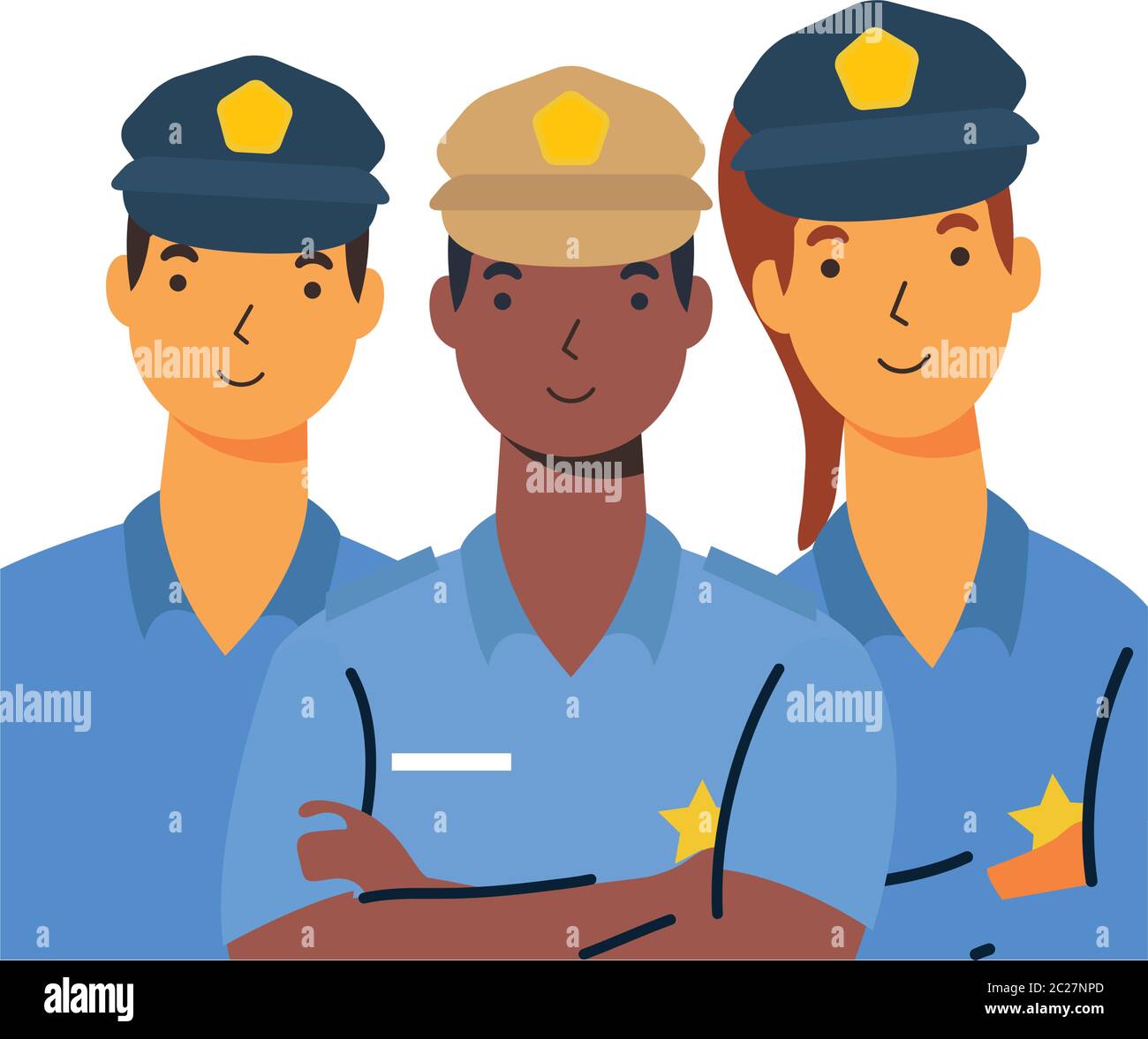 police men and woman design, Workers actions working occupation jobs ...