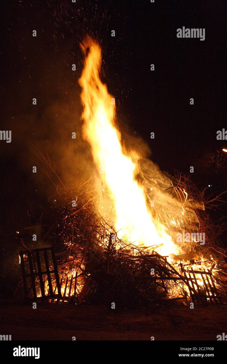 Fire in the Night Stock Photo - Alamy